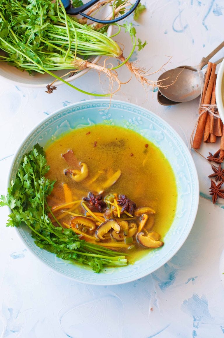 Immune Boosting Simple Healing Turmeric Soup with indian spices