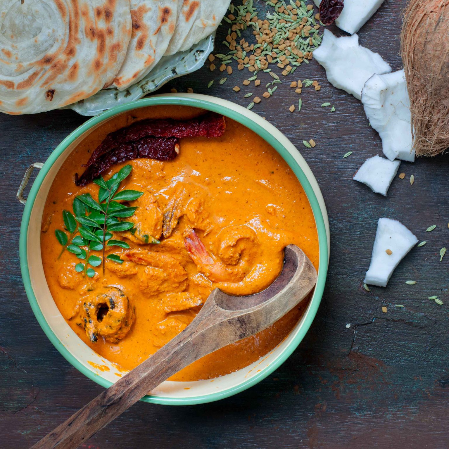 Mangalorean Prawn Sukka - Spicy Prawn roast with Fresh Coconut & Tamarind