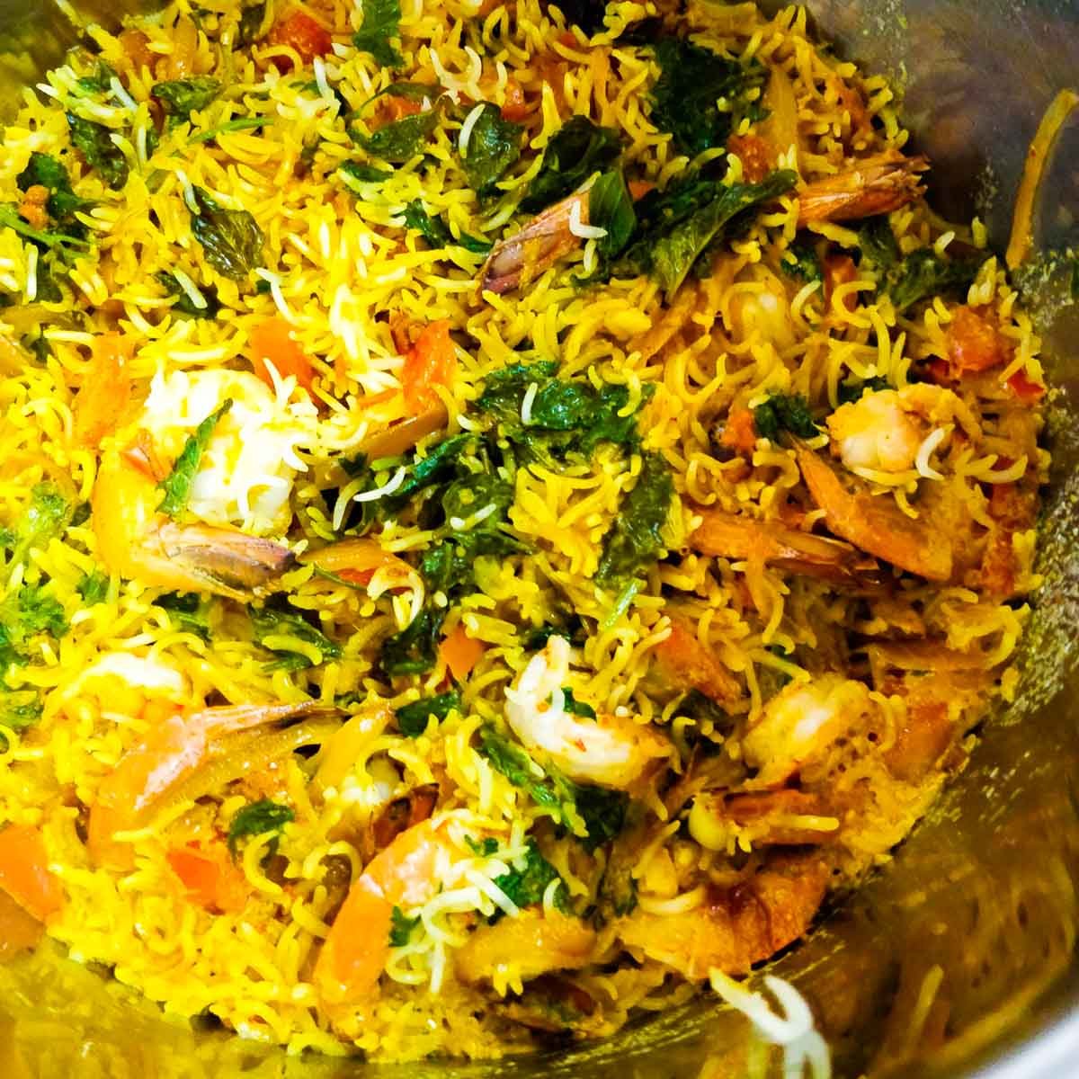 Shrimp Pulao | Instant Pot and Stove Top Seafood Rice Recipe